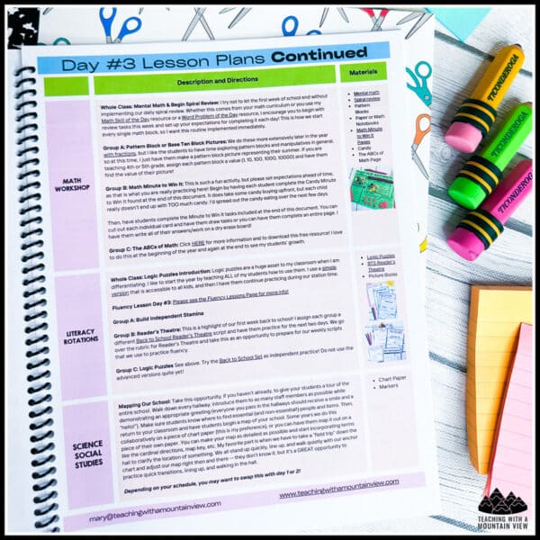 Free First Week of School Plans - Teaching with a Mountain View