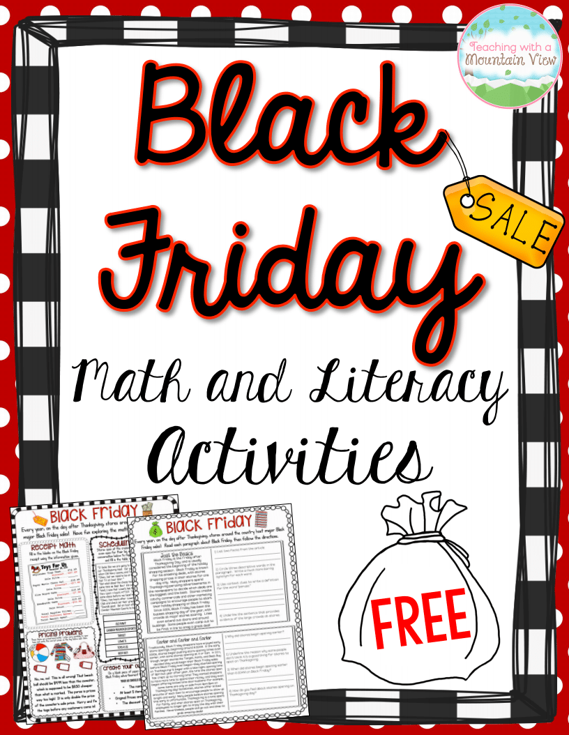 Black Friday Math And Literacy Activity Freebie - Teaching with a ...
