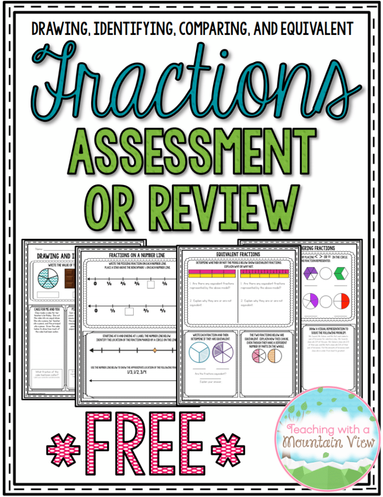 Fractions Assessment Printables Freebie - Teaching with a Mountain View
