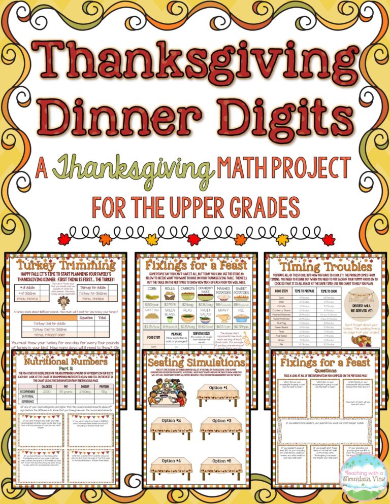 Thanksgiving Math Project | Thanksgiving Math Activities - Teaching ...