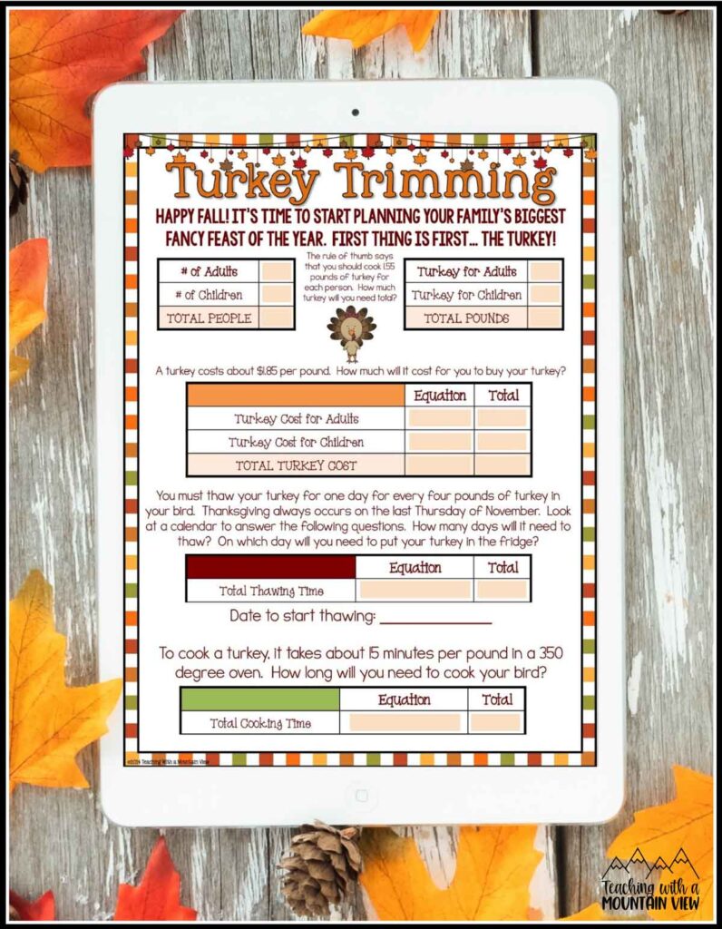 Thanksgiving Math Project | Thanksgiving Math Activities - Teaching ...