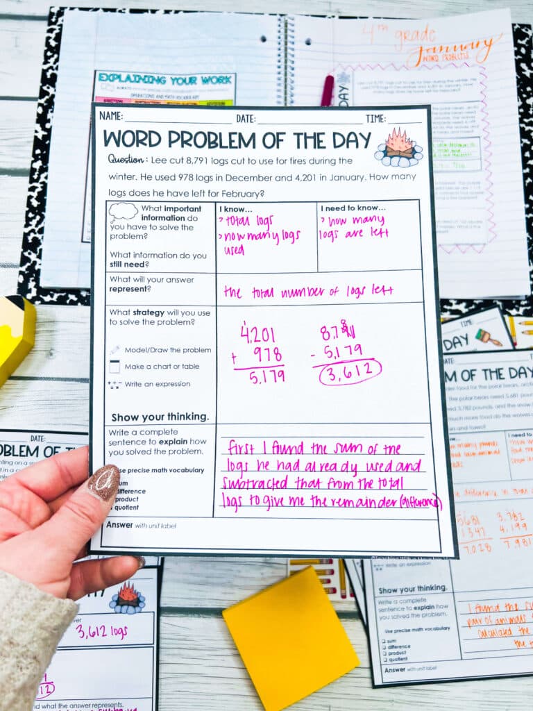 4th Grade Math Word Problem of the Day | Bundle - Teaching with a ...