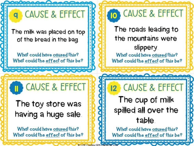 Cause and Effect Task Cards - Teaching with a Mountain View
