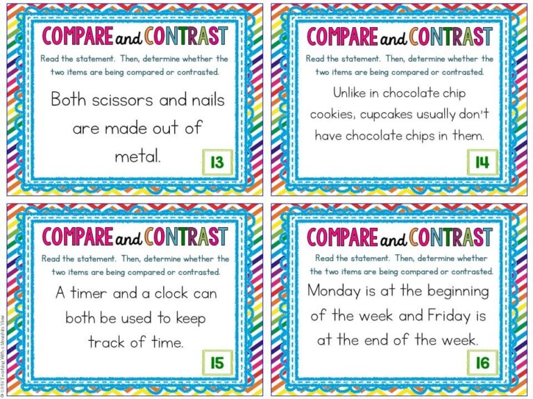 Compare and Contrast Task Cards - Teaching with a Mountain View