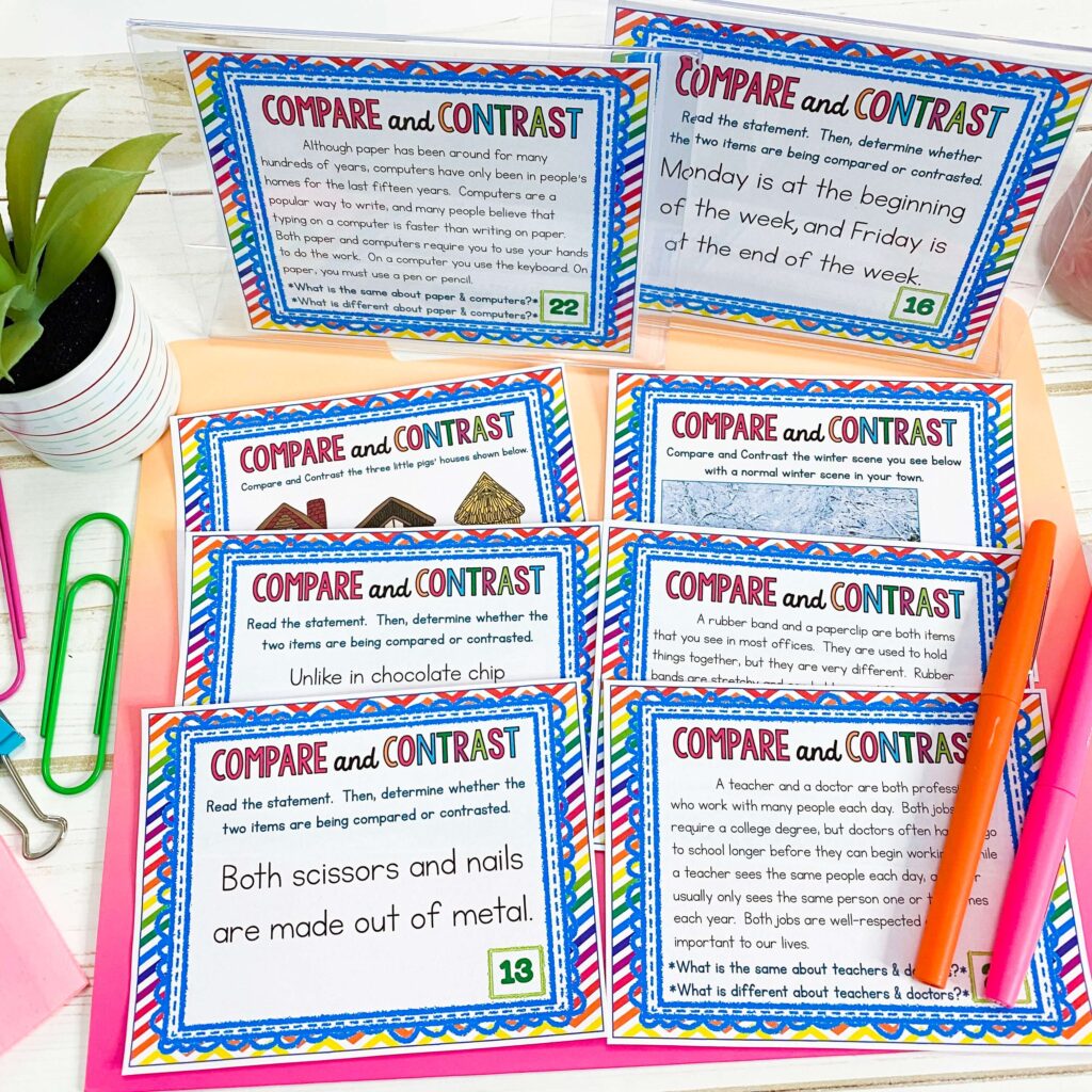 Compare and Contrast Task Cards - Teaching with a Mountain View