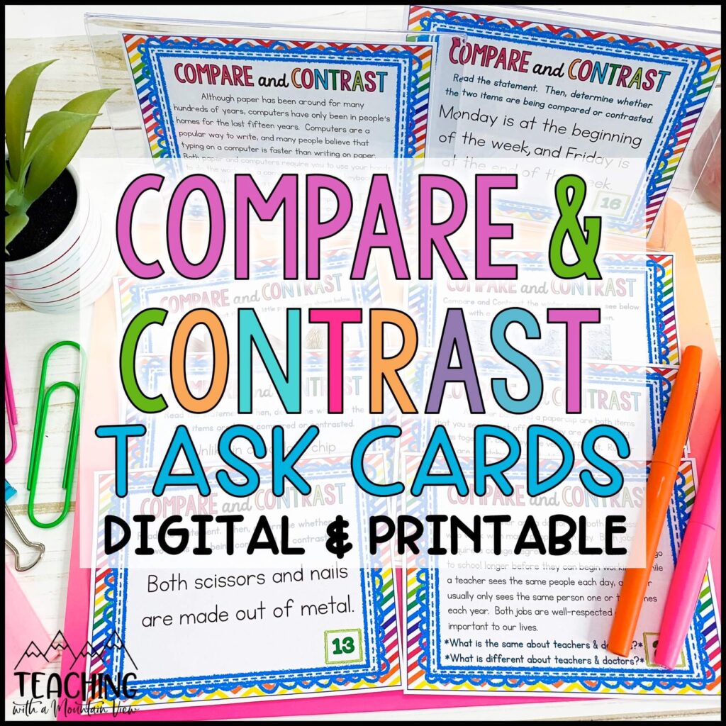 Compare and Contrast Task Cards - Teaching with a Mountain View Compare and Contrast Task Cards - Teaching with a Mountain View