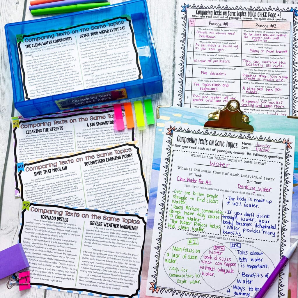 Comparing Texts Task Cards - Teaching with a Mountain View