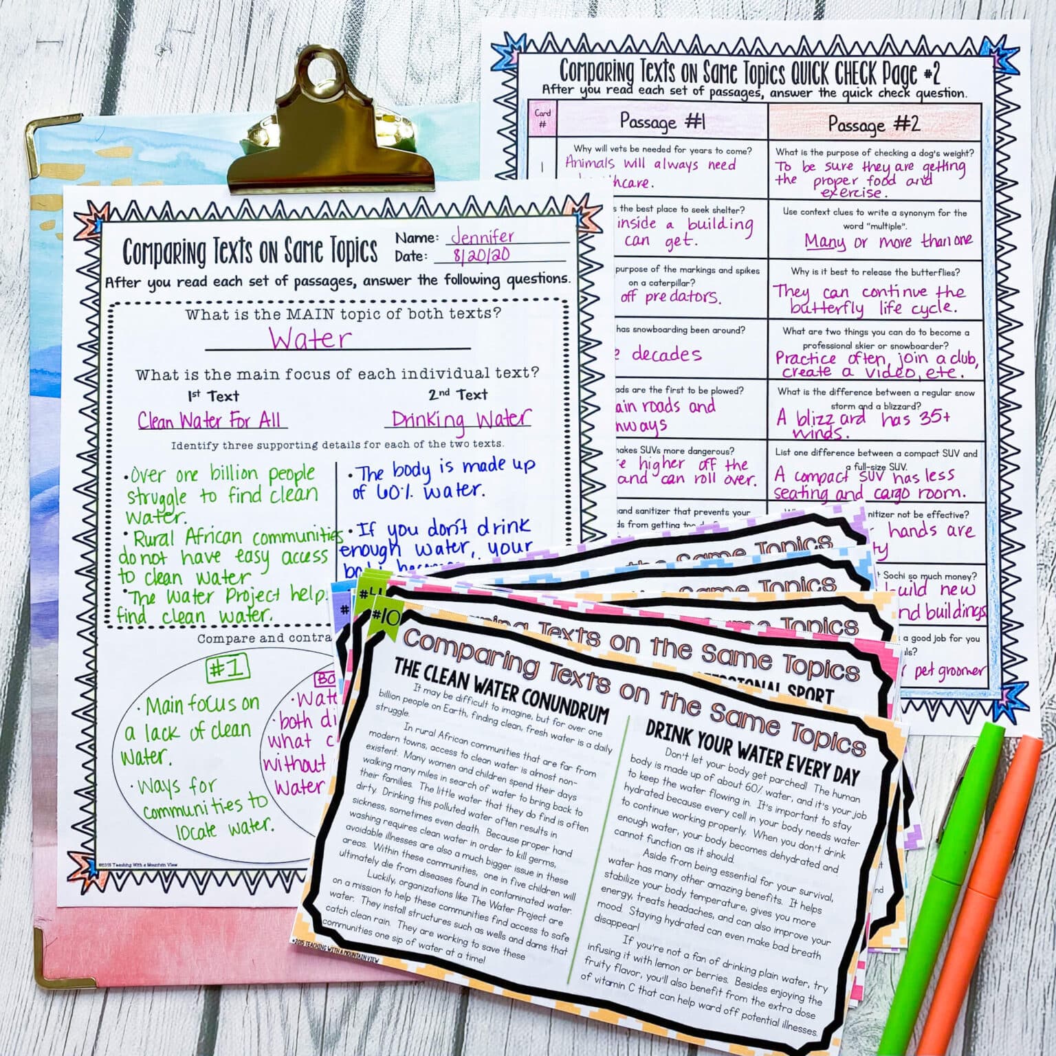 Comparing Texts Task Cards - Teaching with a Mountain View