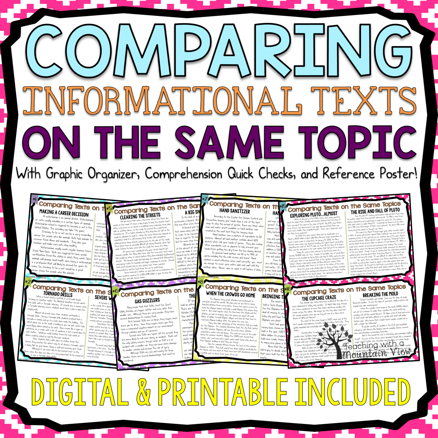 Comparing Texts Task Cards - Teaching with a Mountain View