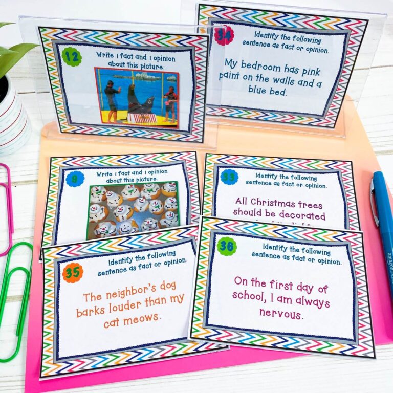 Fact and Opinion Task Cards - Teaching with a Mountain View