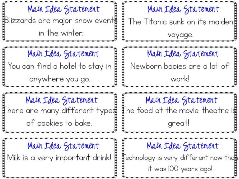 Main Idea Task Cards - Teaching with a Mountain View