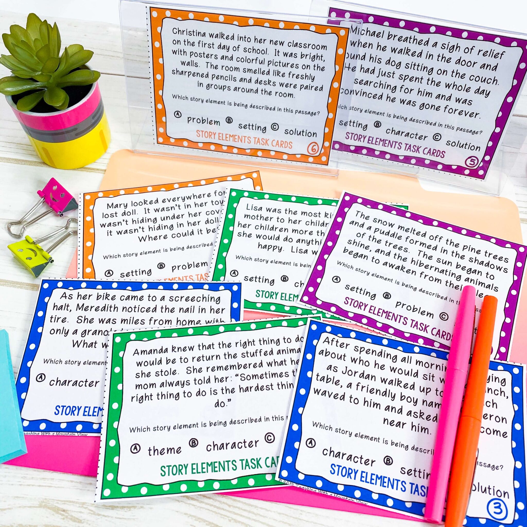 Story Elements Task Cards | Multiple Choice - Teaching with a Mountain View