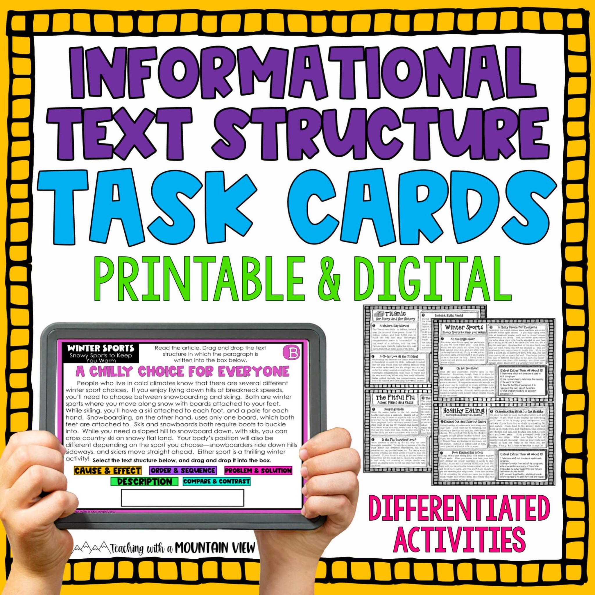 Author's Purpose Task Cards Activities - Teaching with a Mountain View