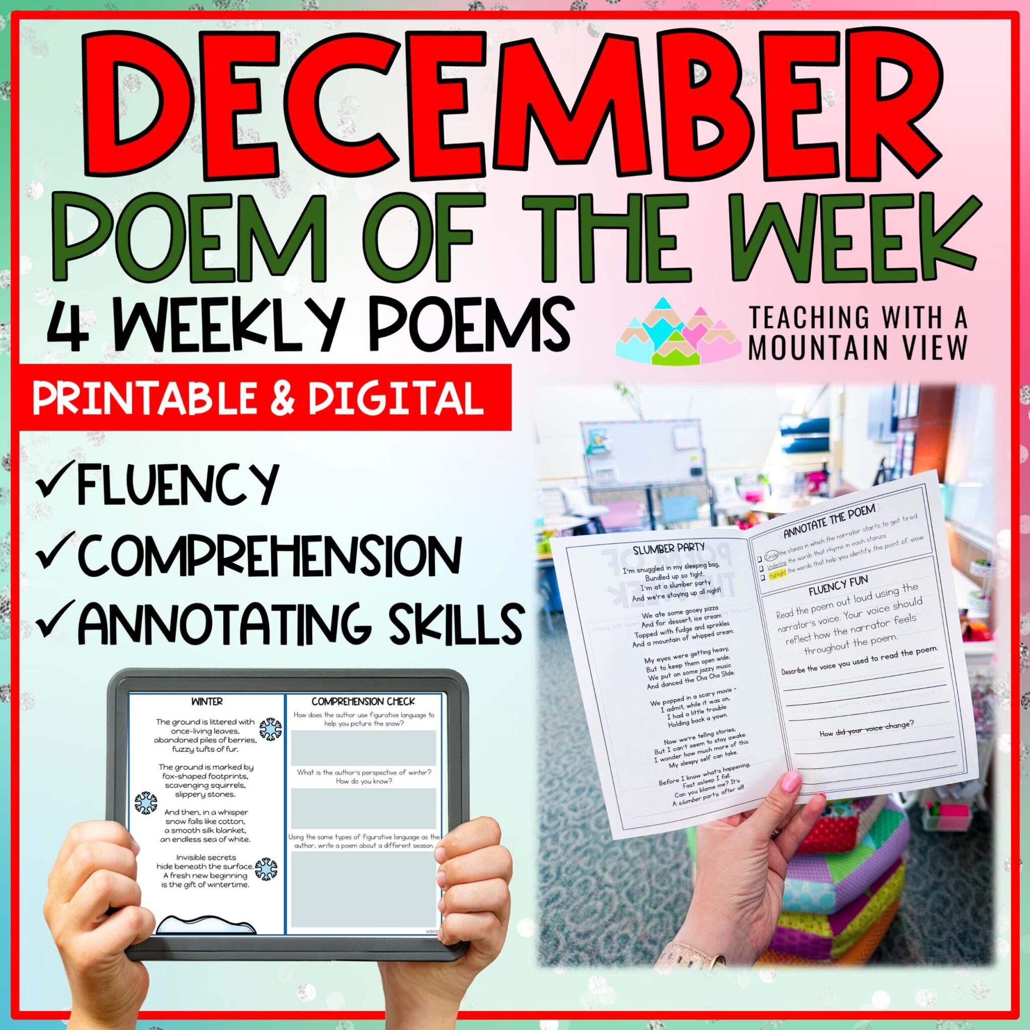 December Poem of the Week | Fluency and Comprehension - Teaching with a ...