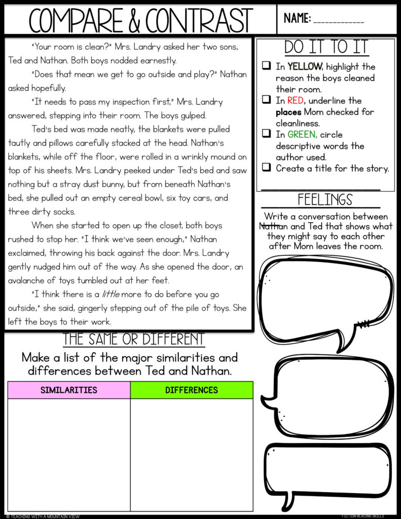 Fiction Reading Skills Review - Teaching with a Mountain View
