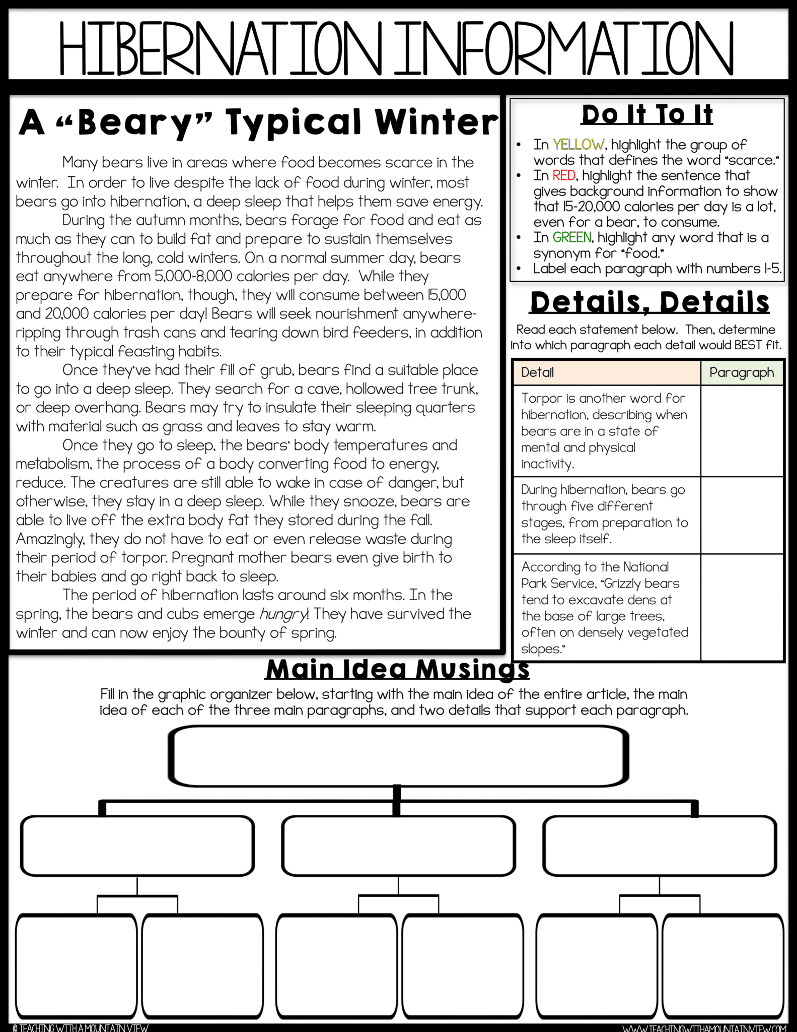 Informational Text Comprehension Review - Teaching with a Mountain View