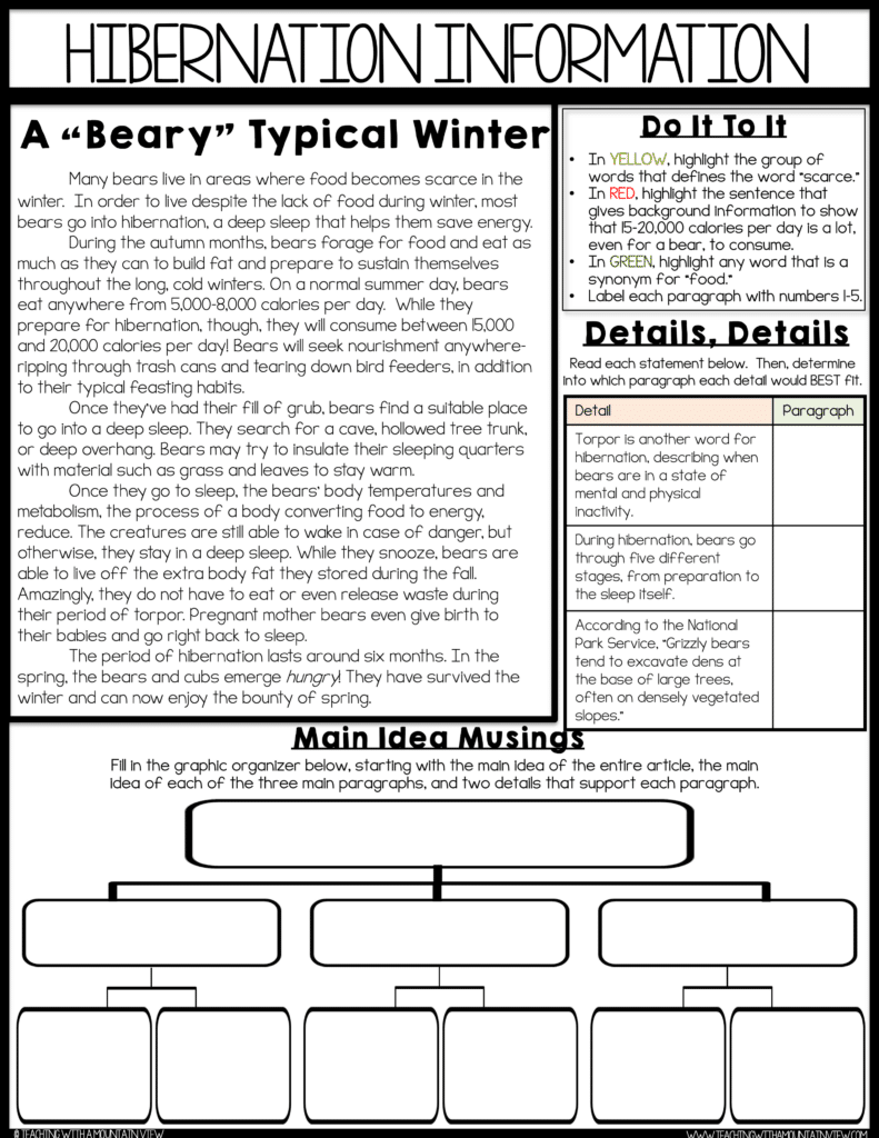 Informational Text Comprehension Review - Teaching with a Mountain View
