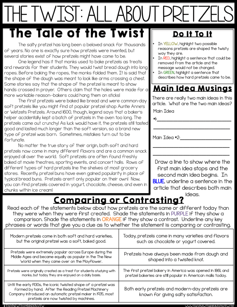 Informational Text Comprehension Review - Teaching with a Mountain View