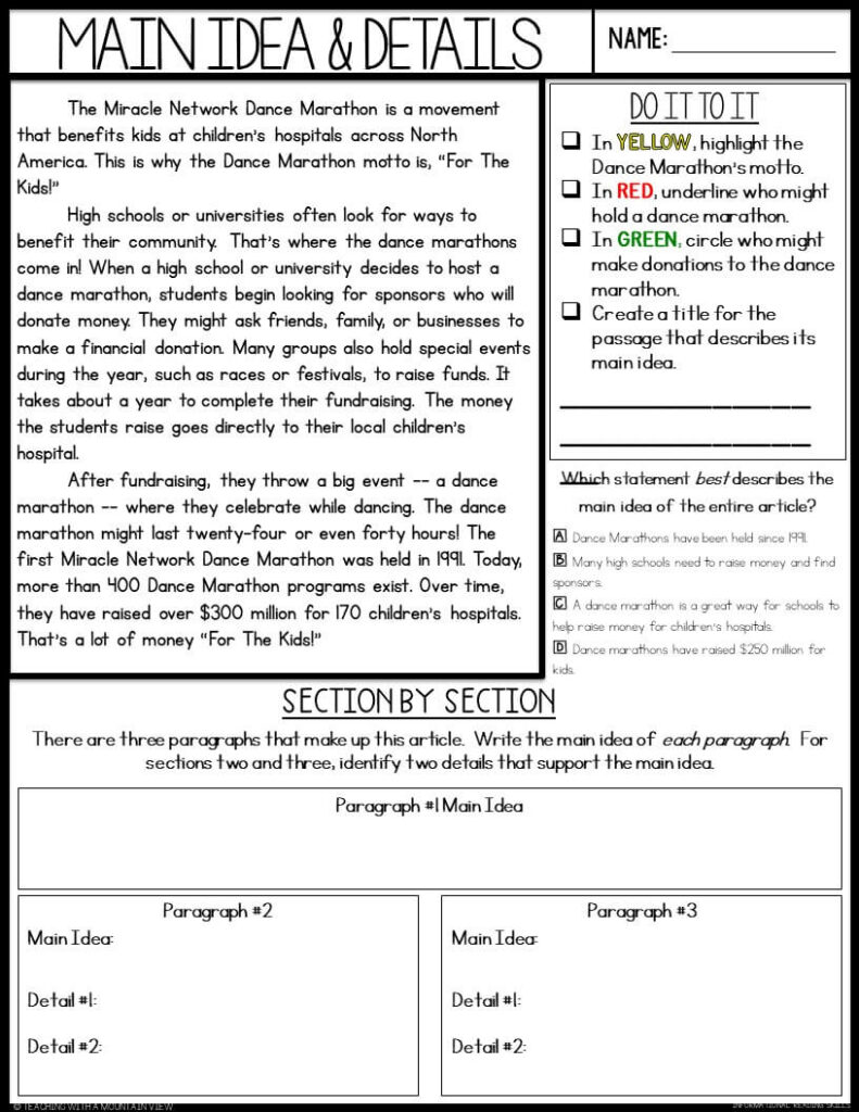 Informational Text Reading Skills - Teaching with a Mountain View
