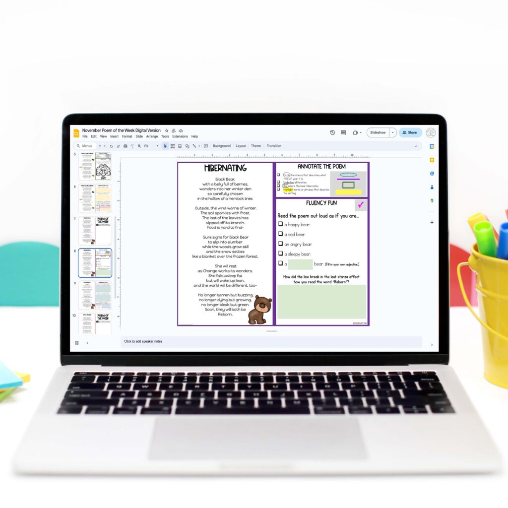 November Poem of the Week | Fluency and Comprehension - Teaching with a ...