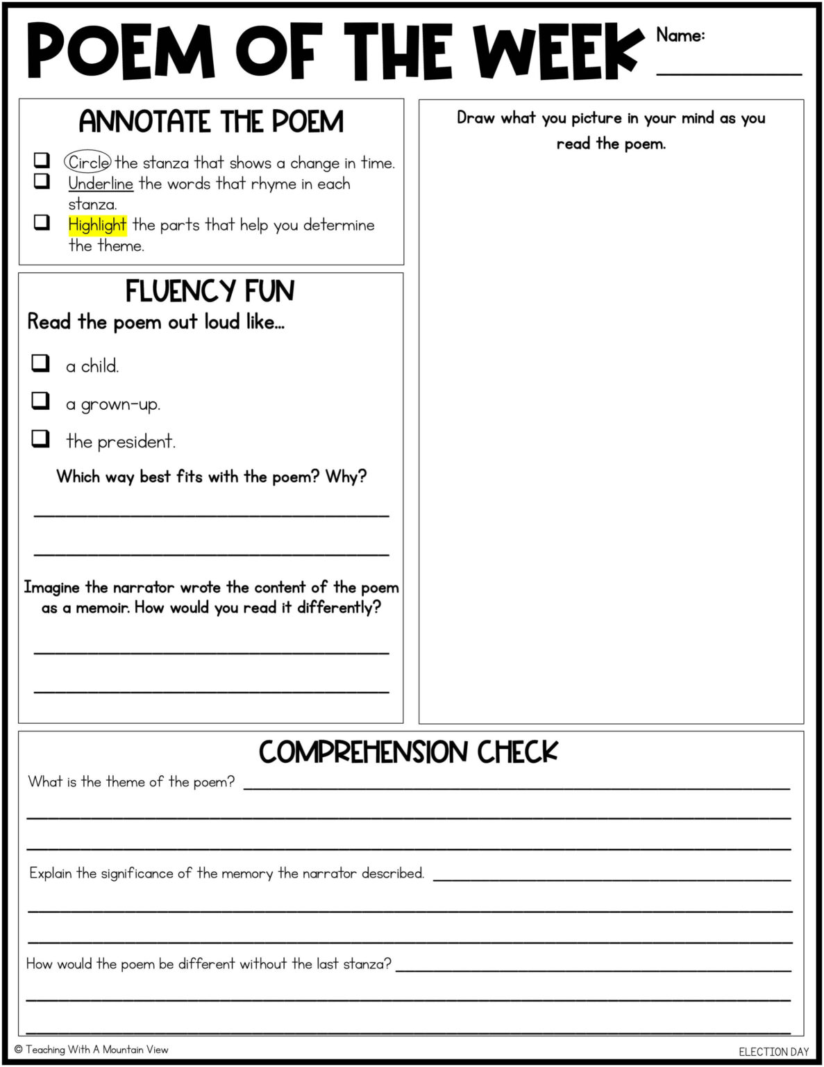November Poem of the Week | Fluency and Comprehension - Teaching with a ...