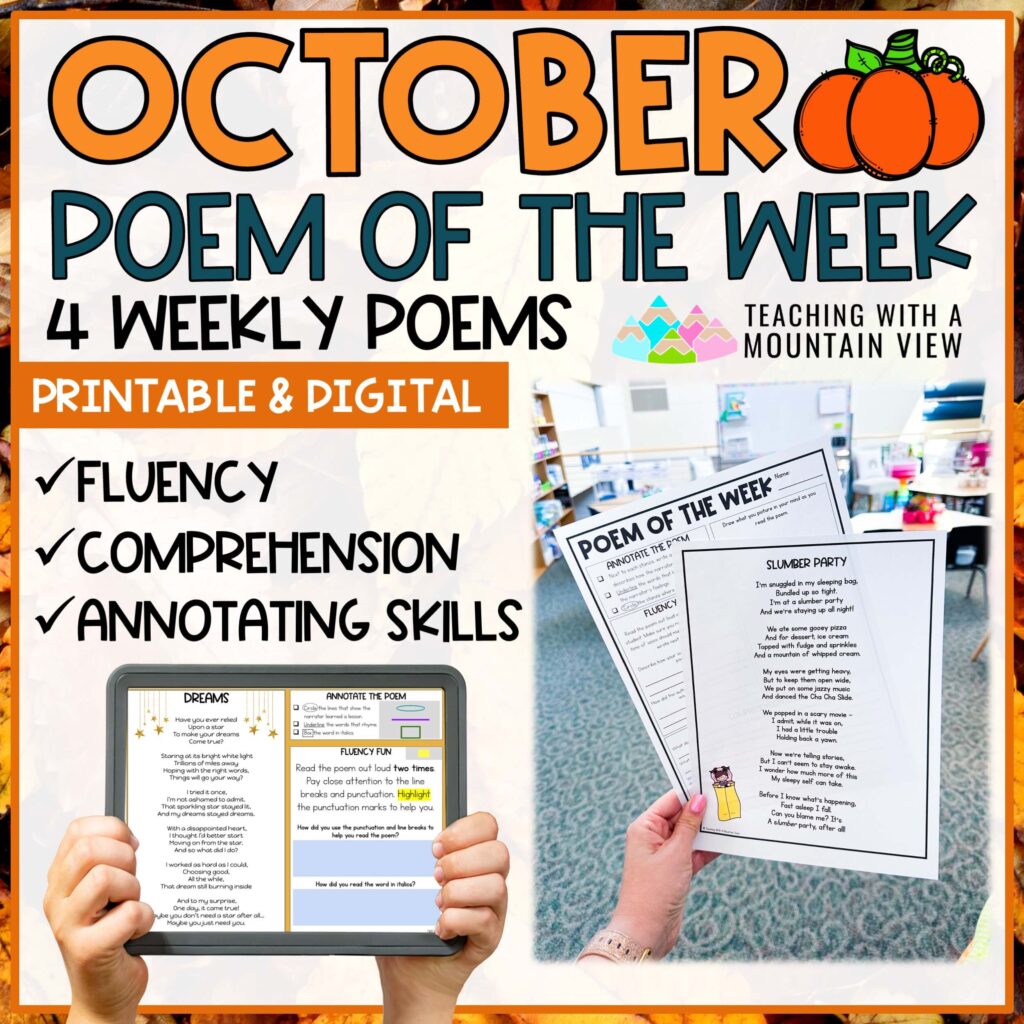 October Poem of the Week | Fluency and Comprehension - Teaching with a ...