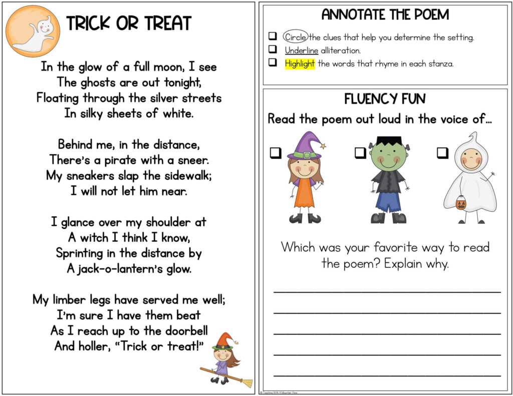 October Poem of the Week | Fluency and Comprehension - Teaching with a ...