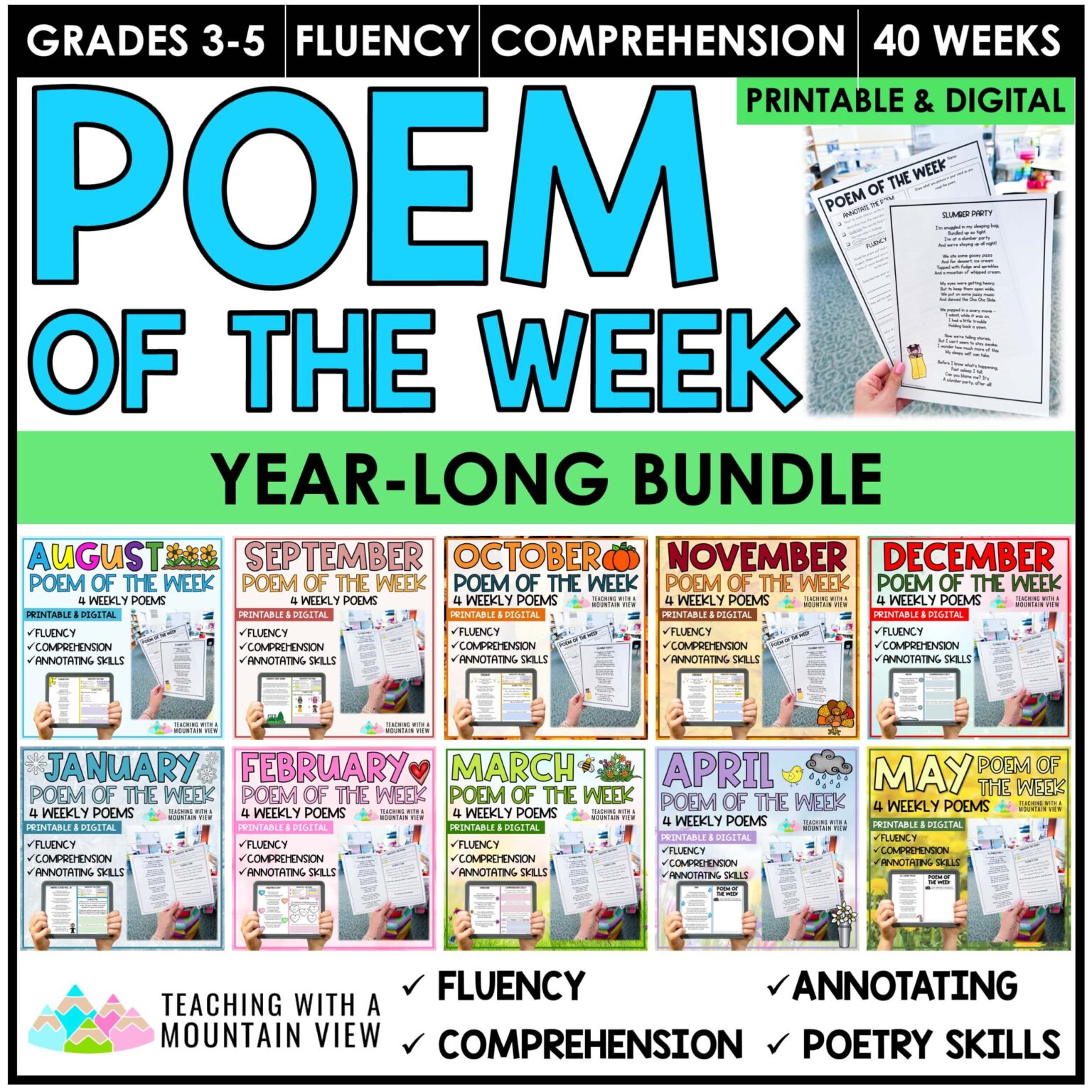 Poem of the Week Bundle | Fluency and Comprehension Using Poetry ...