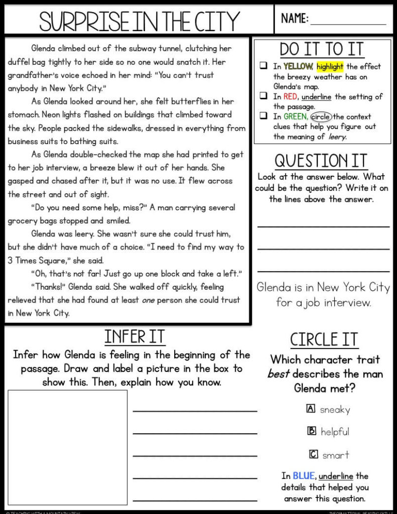 Fiction Comprehension Review | Mixed Skills - Teaching with a Mountain View