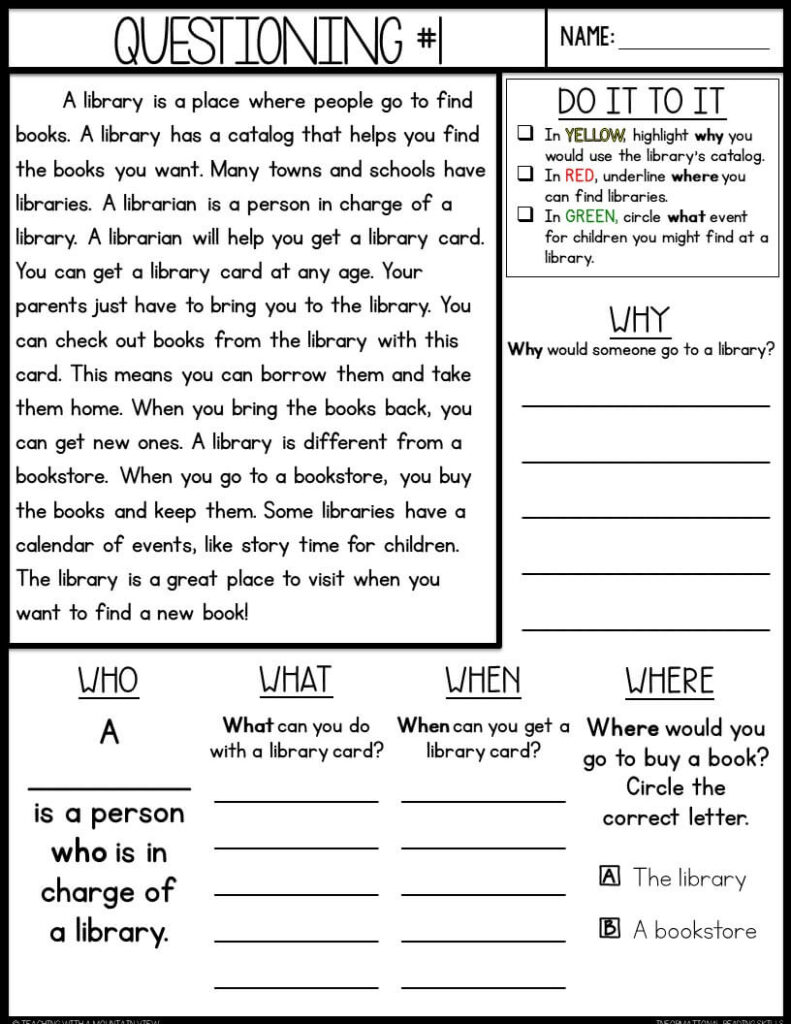 Informational Text Comprehension Review | Skills-Based - Teaching with ...