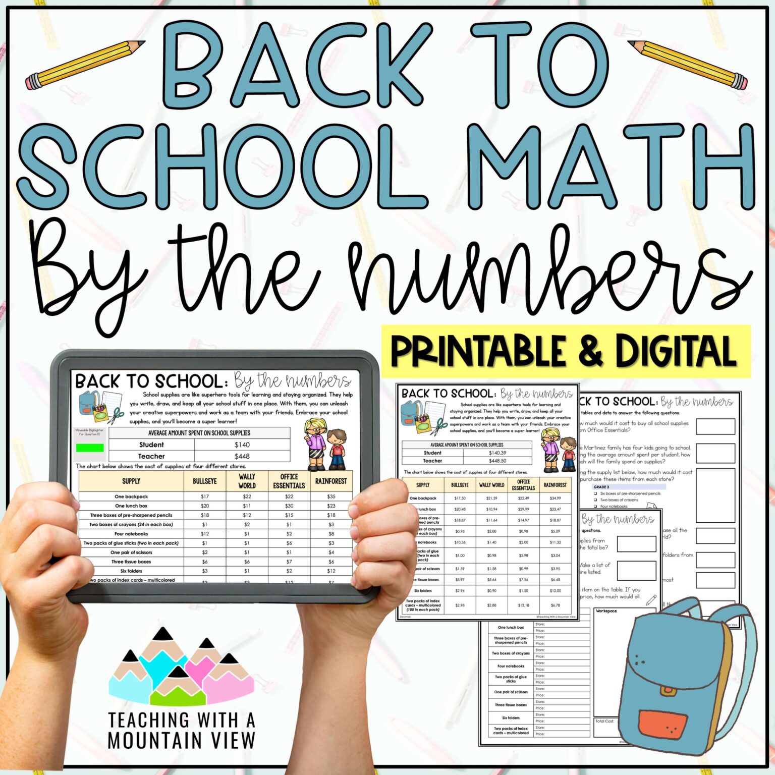 Back to School Math By the Numbers Activity - Teaching with a Mountain View