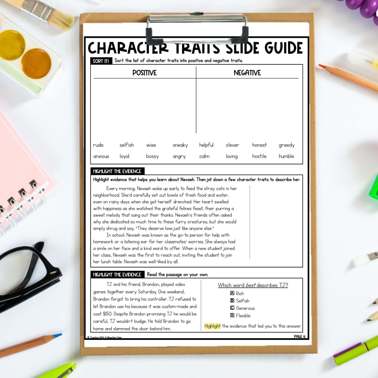 Character Traits Reading Lesson | Slideshow and Lessons - Teaching with ...