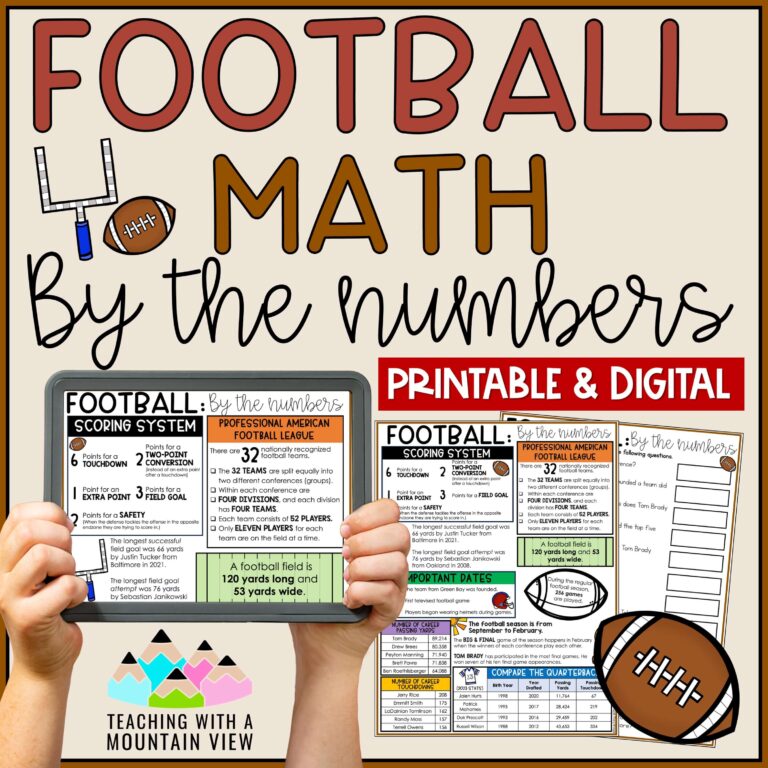 Football Sports Math By the Numbers | Math Enrichment Activity ...