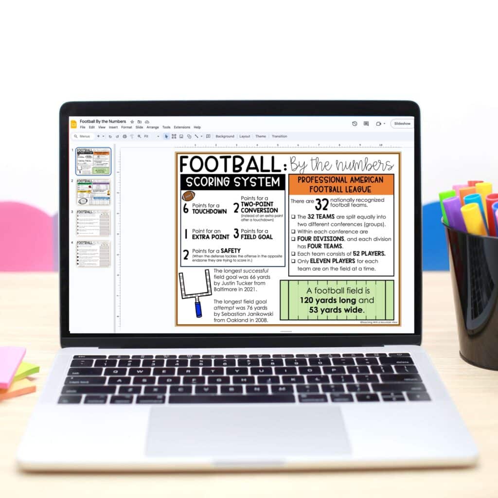 Football Sports Math By the Numbers | Math Enrichment Activity ...