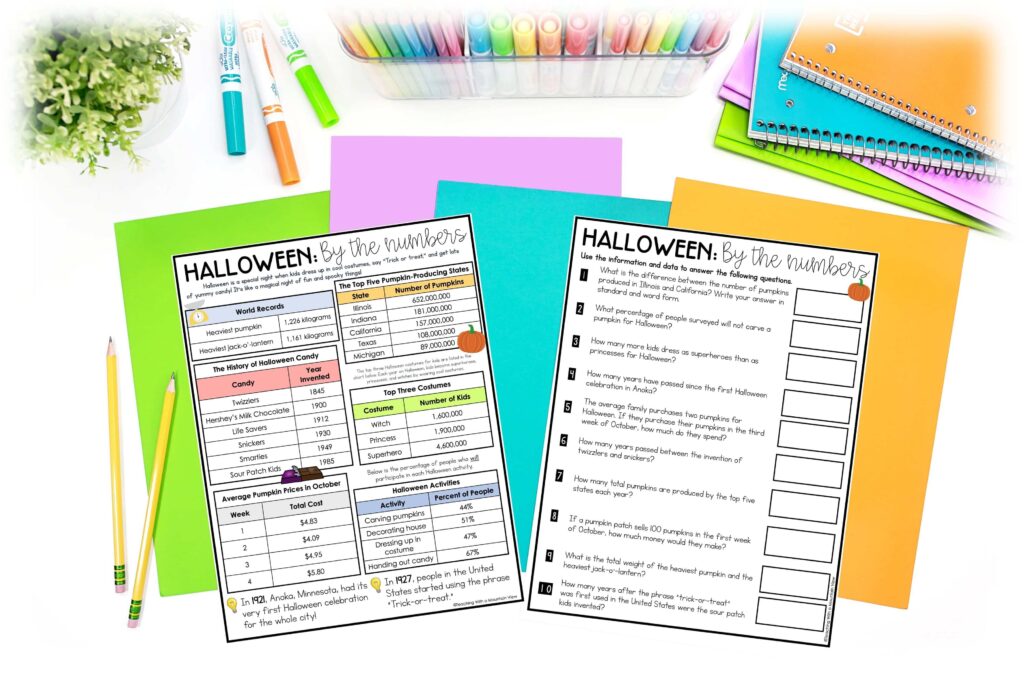 Halloween Math By the Numbers Activity - Teaching with a Mountain View