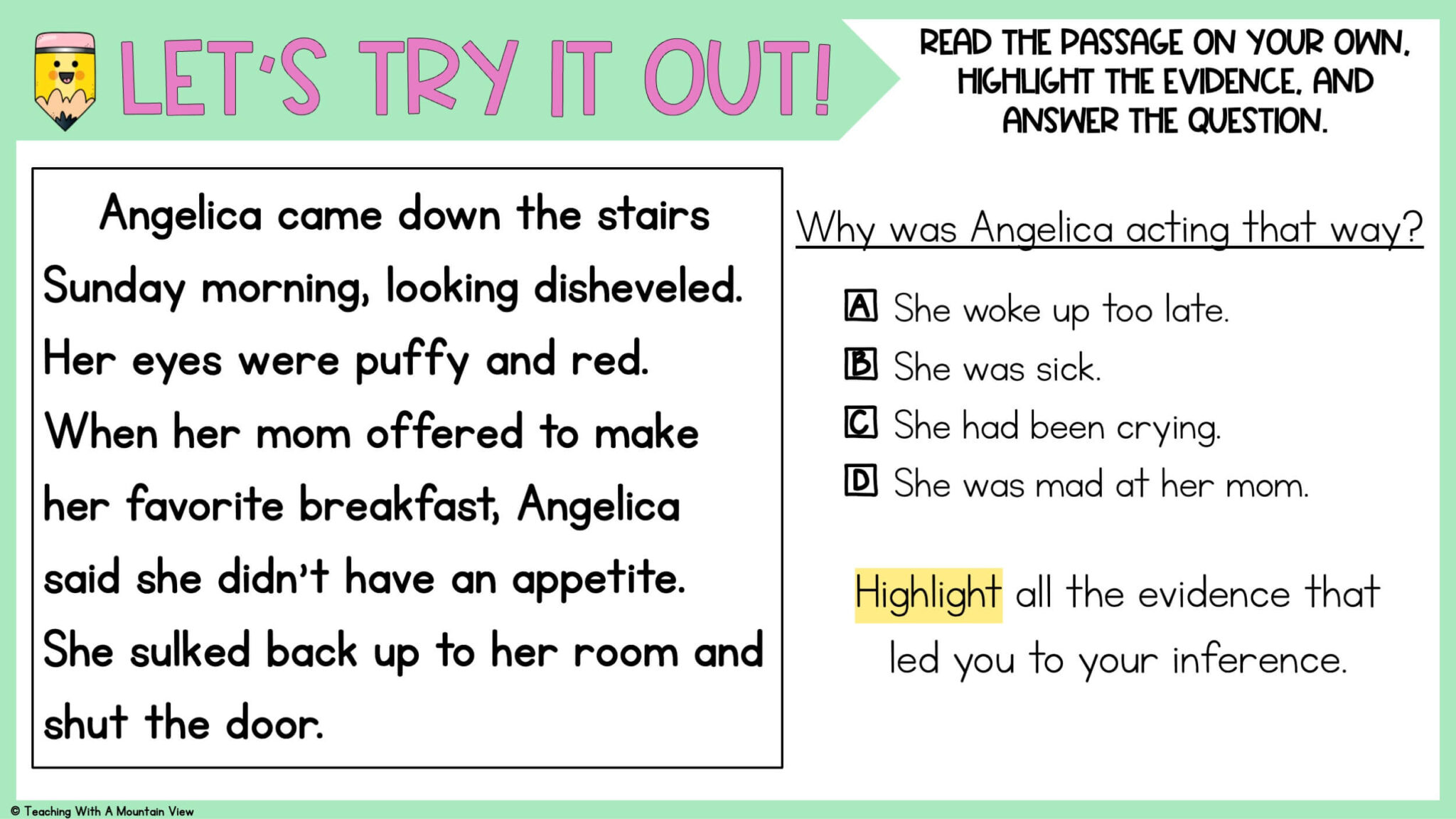 Inference Reading Lesson | Slideshow and Lessons for Inferencing ...