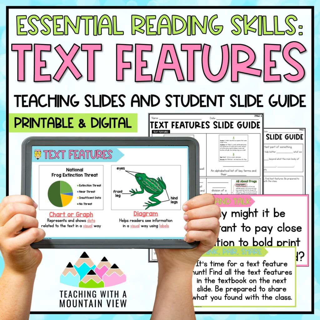 Informational Text Features Reading Lesson | Slideshow and Lessons - Teaching with a Mountain View