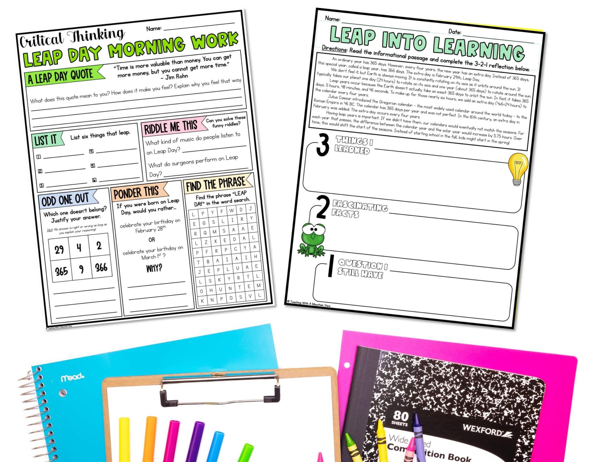 Leap Year Math and Literacy Activities for Leap Day Lessons - Teaching ...