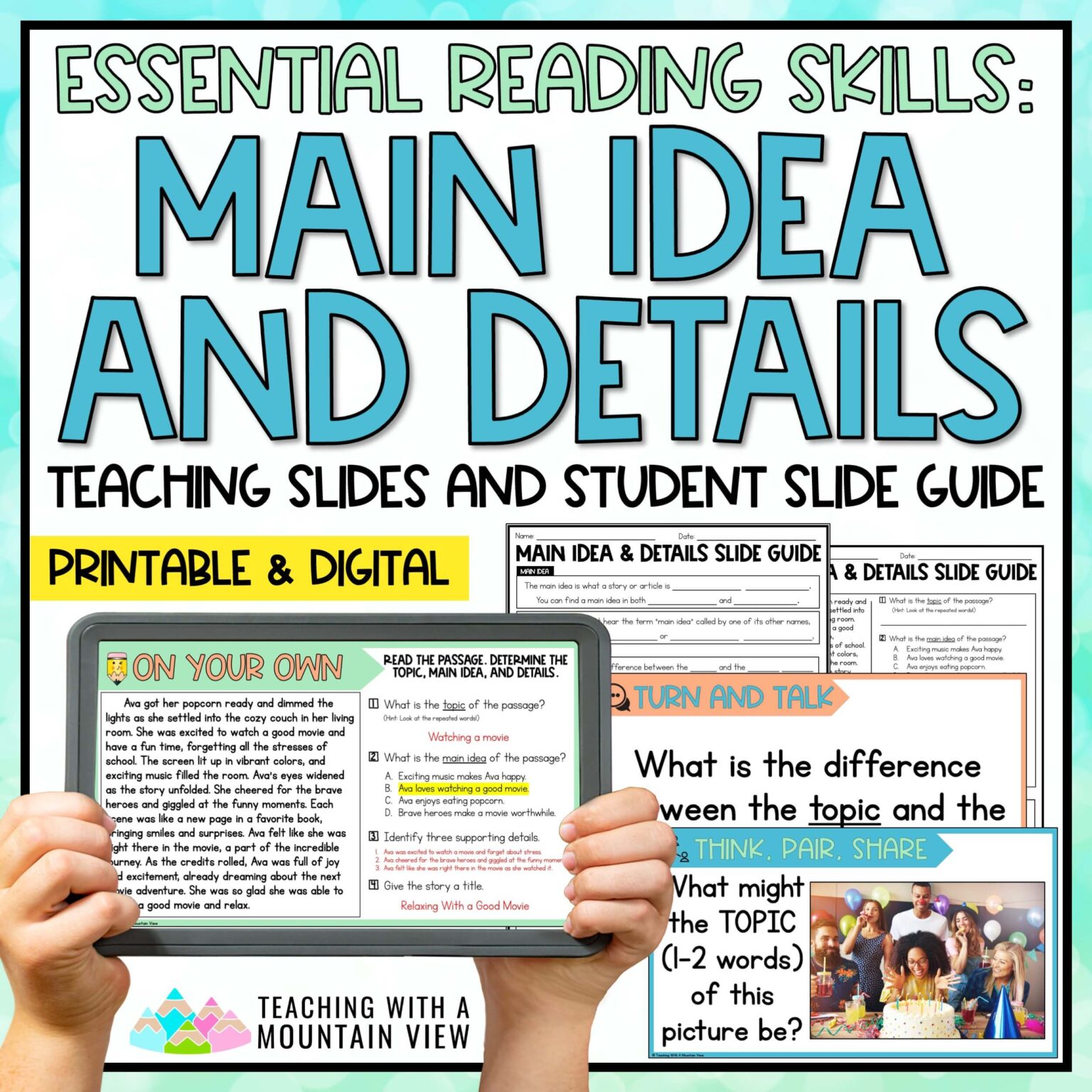 Main Idea and Details Reading Lesson | Slideshow and Lessons - Teaching with a Mountain View