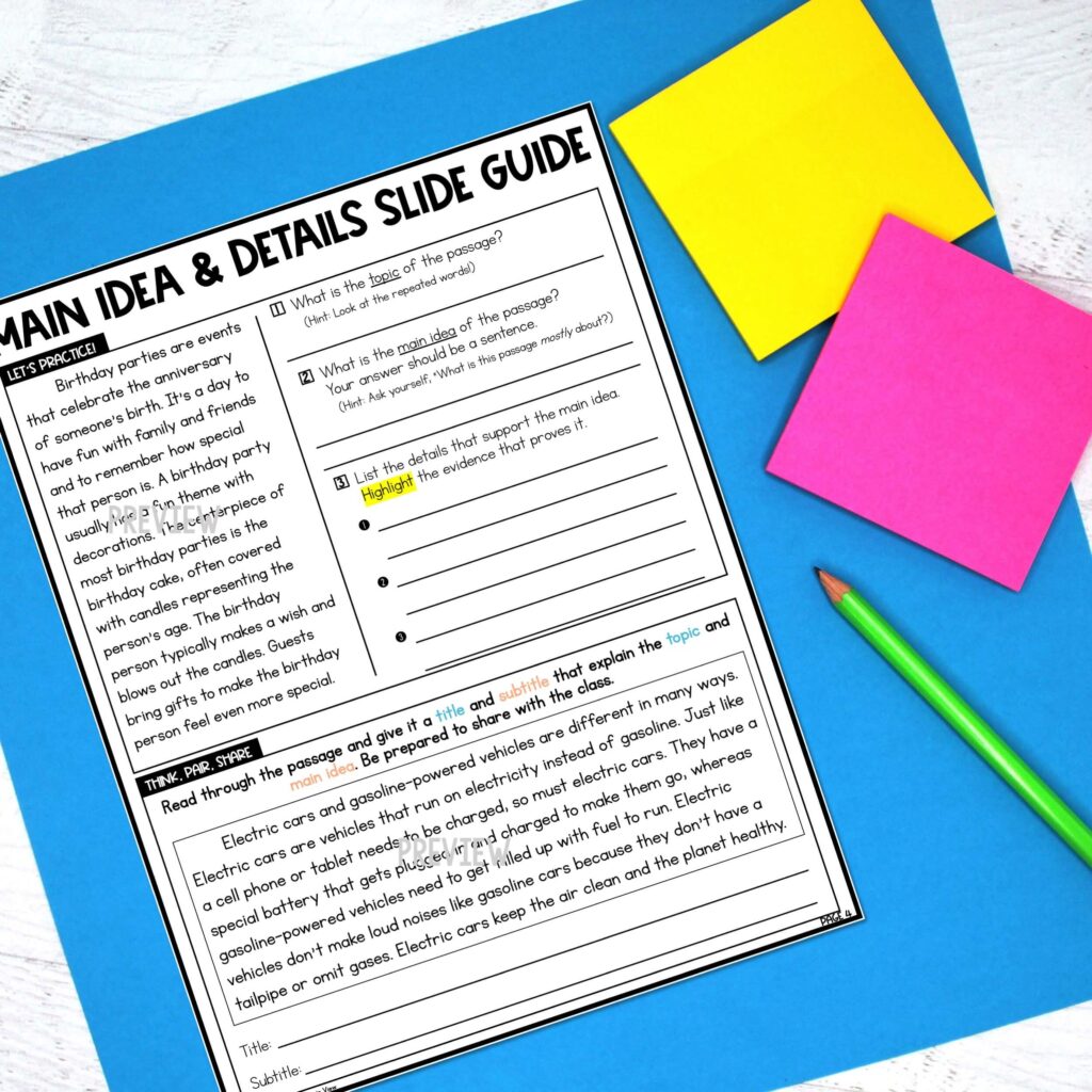 Main Idea and Details Reading Lesson | Slideshow and Lessons - Teaching ...