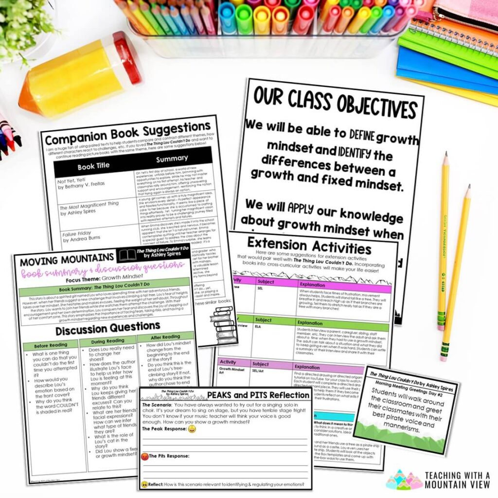 Growth Mindset Lessons | SEL Activities | The Thing Lou Couldn't Do ...