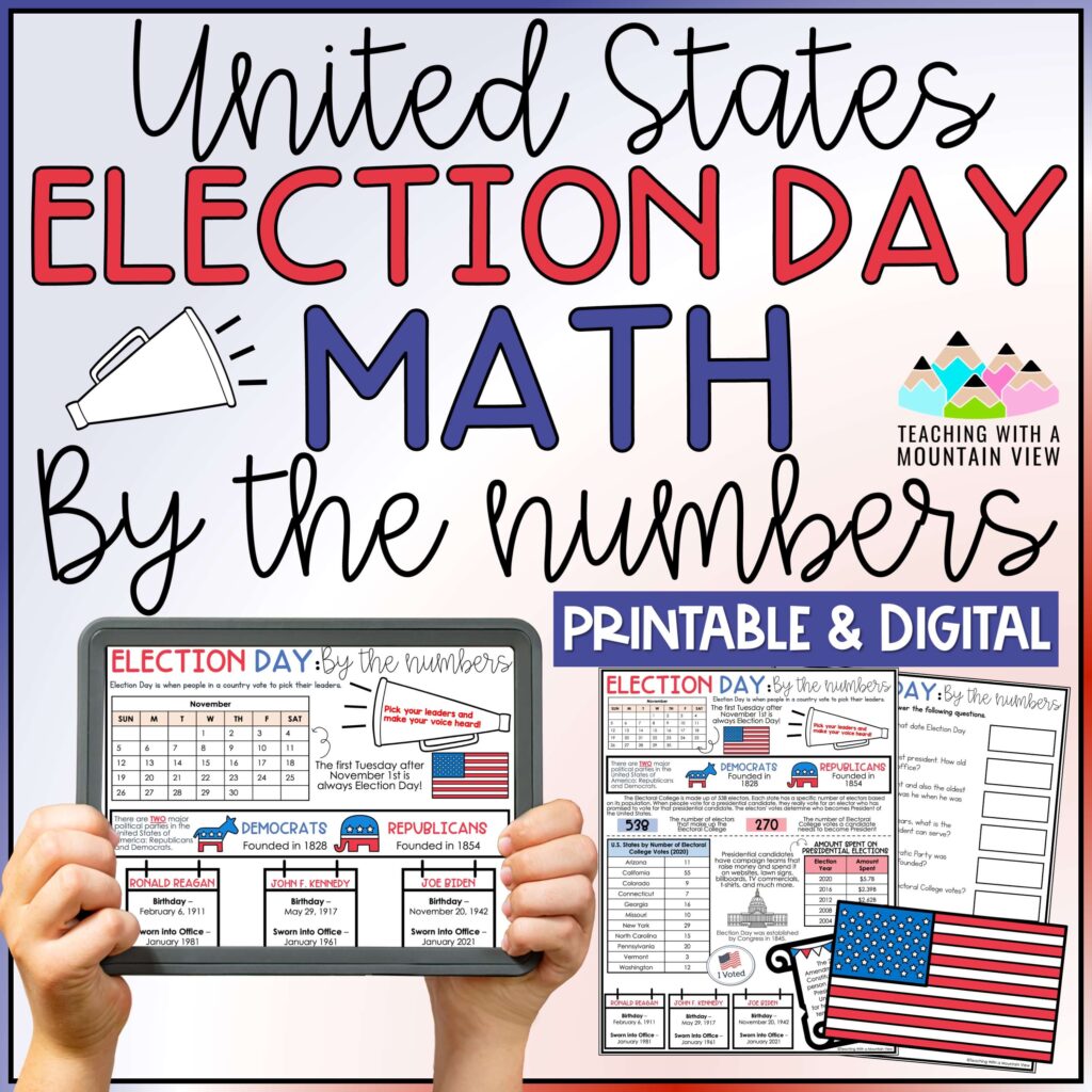 Election Day in the United States Math By the Numbers Activity ...