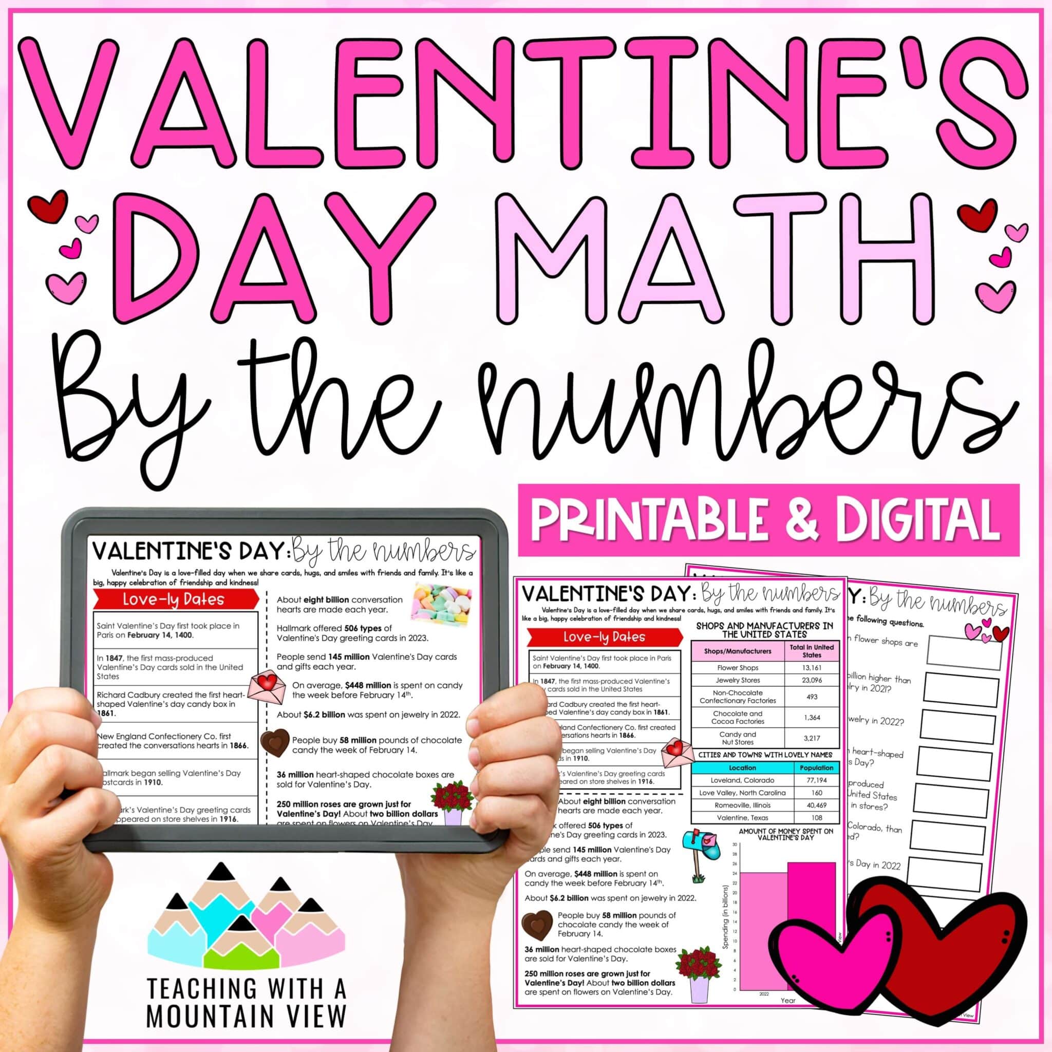 Valentine's Day Math By the Numbers | Math Enrichment Activity ...