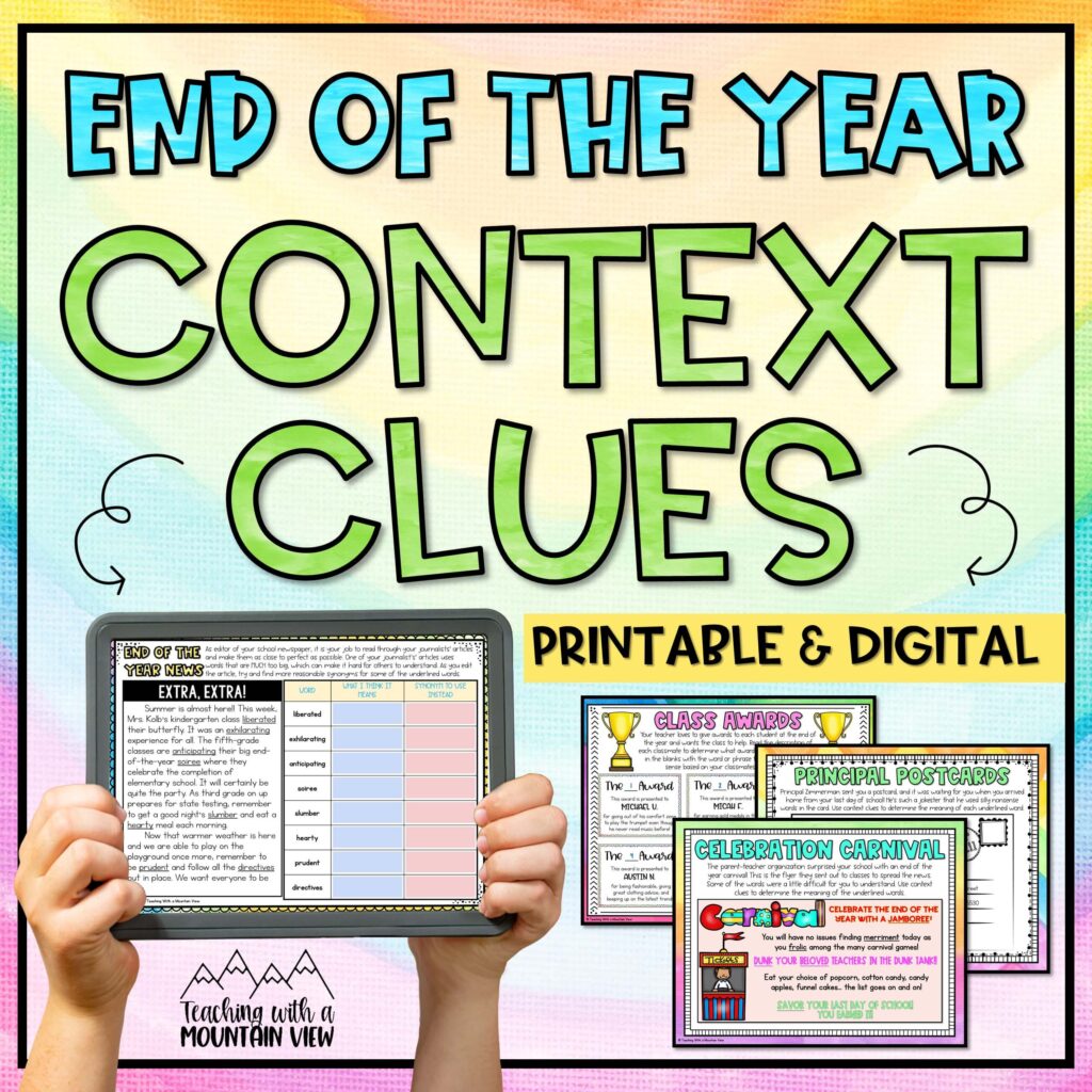 End of the Year Context Clues Activity - Teaching with a Mountain View