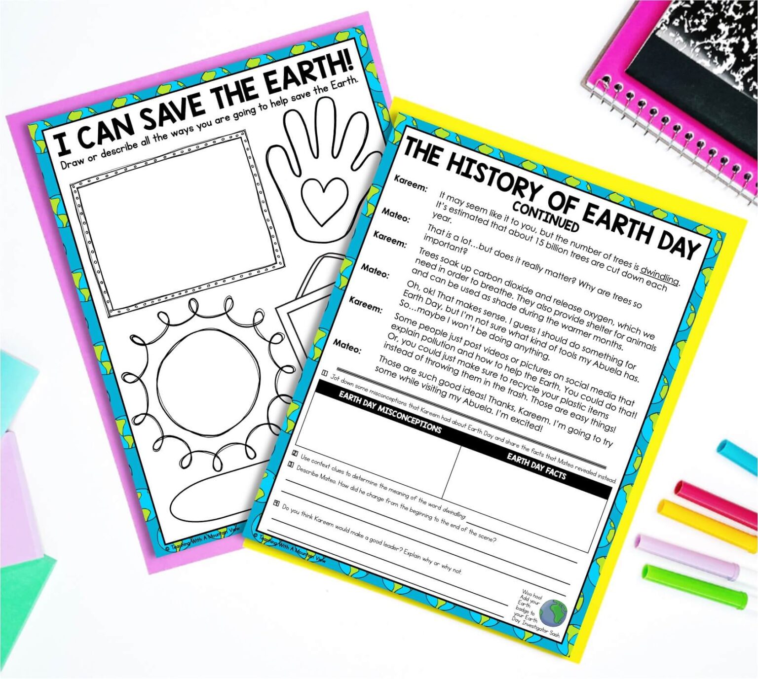 Earth Day Math and Literacy Projects - Teaching with a Mountain View
