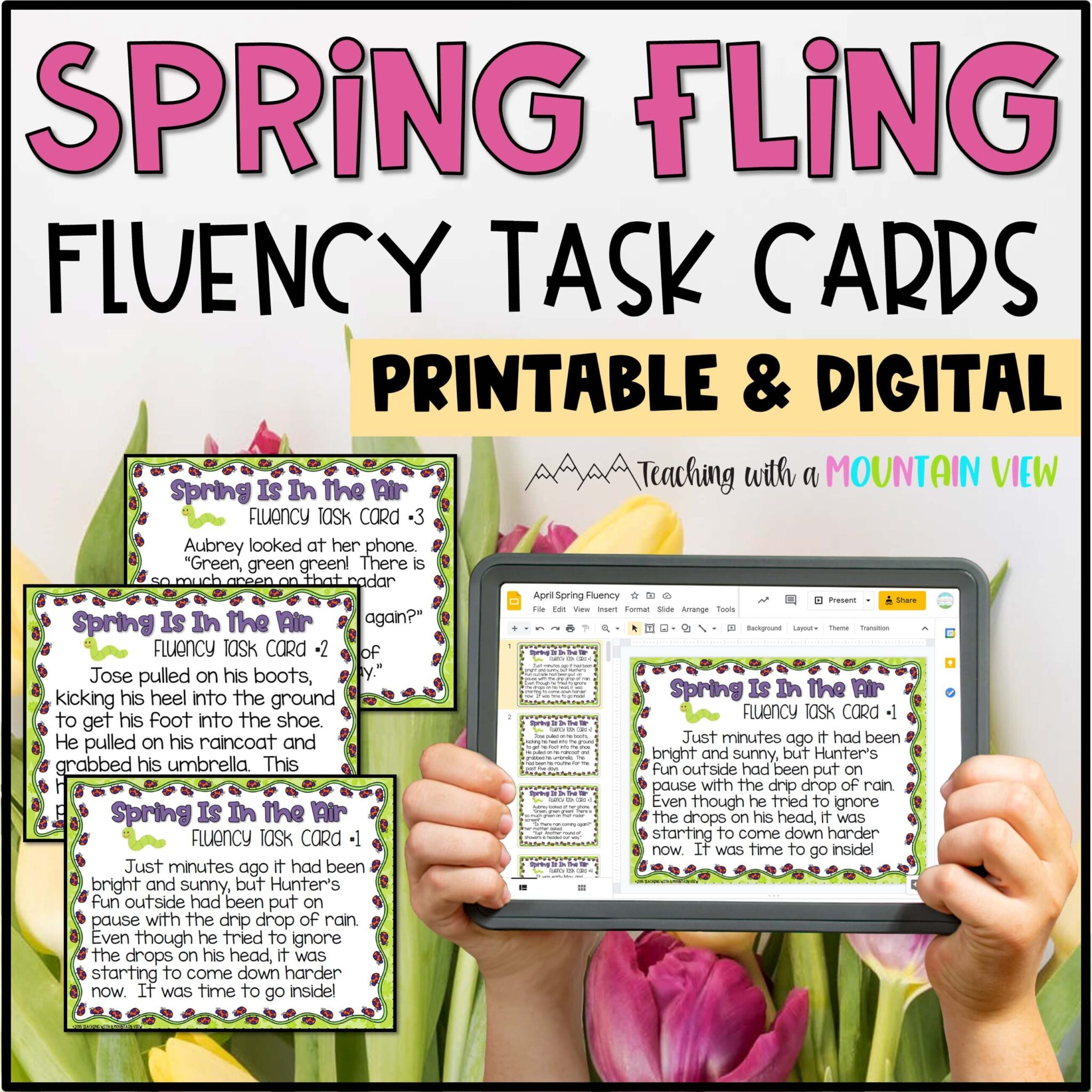Spring Reading Fluency Task Cards - Teaching with a Mountain View