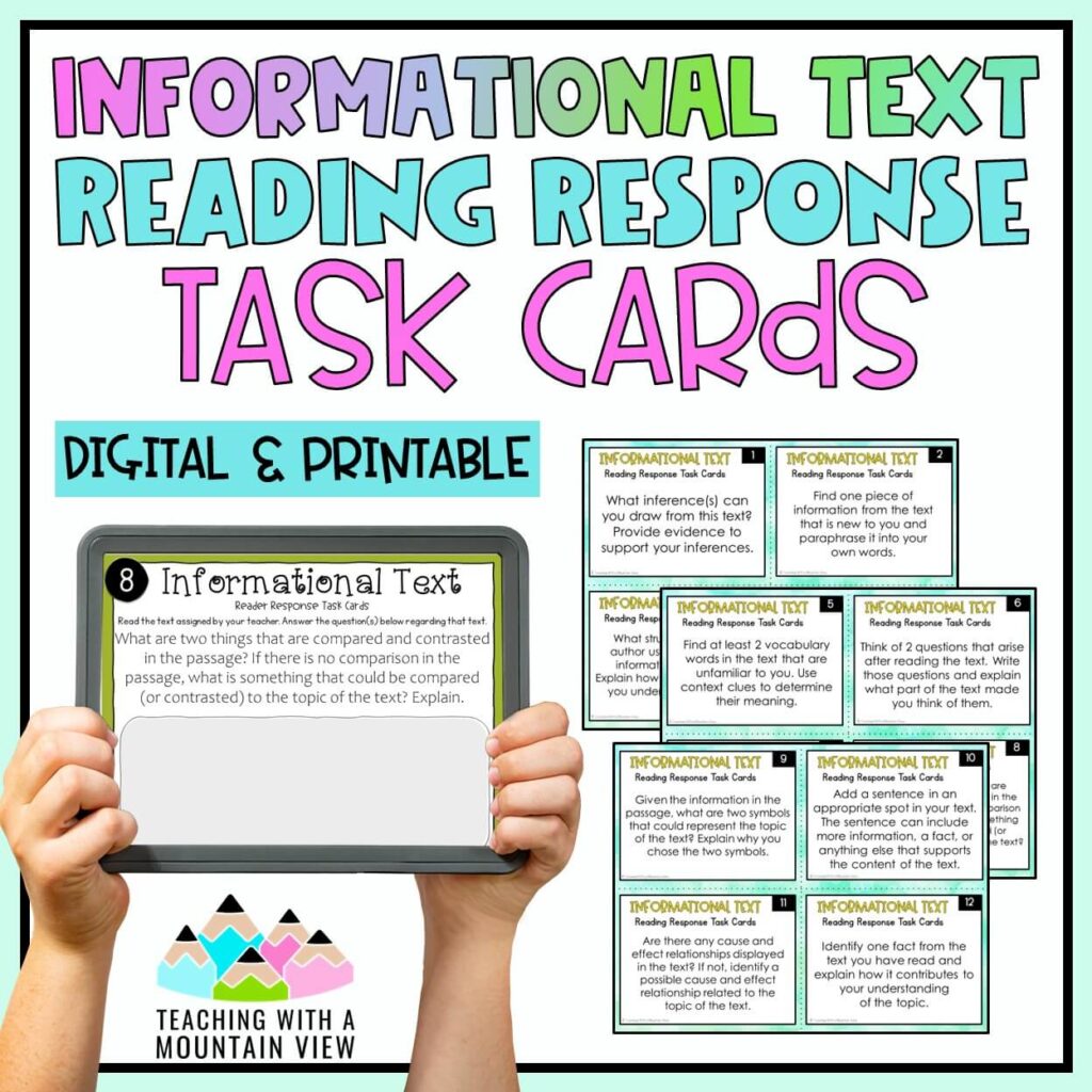 Informational Reading Response Task Cards - Teaching with a Mountain View