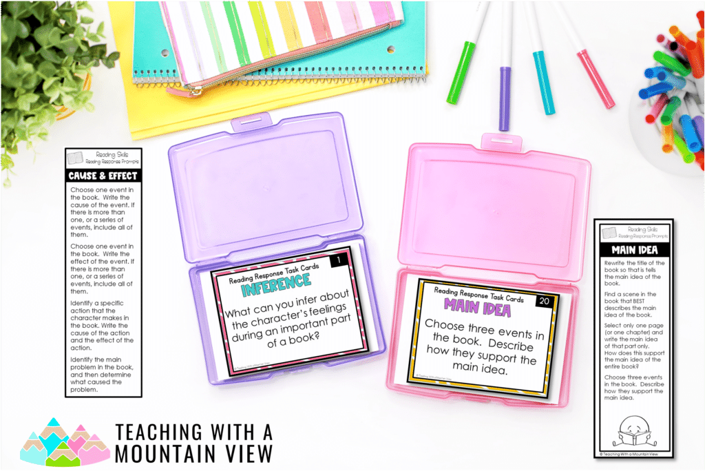 Reading Skills Reading Response Task Cards - Teaching with a Mountain View