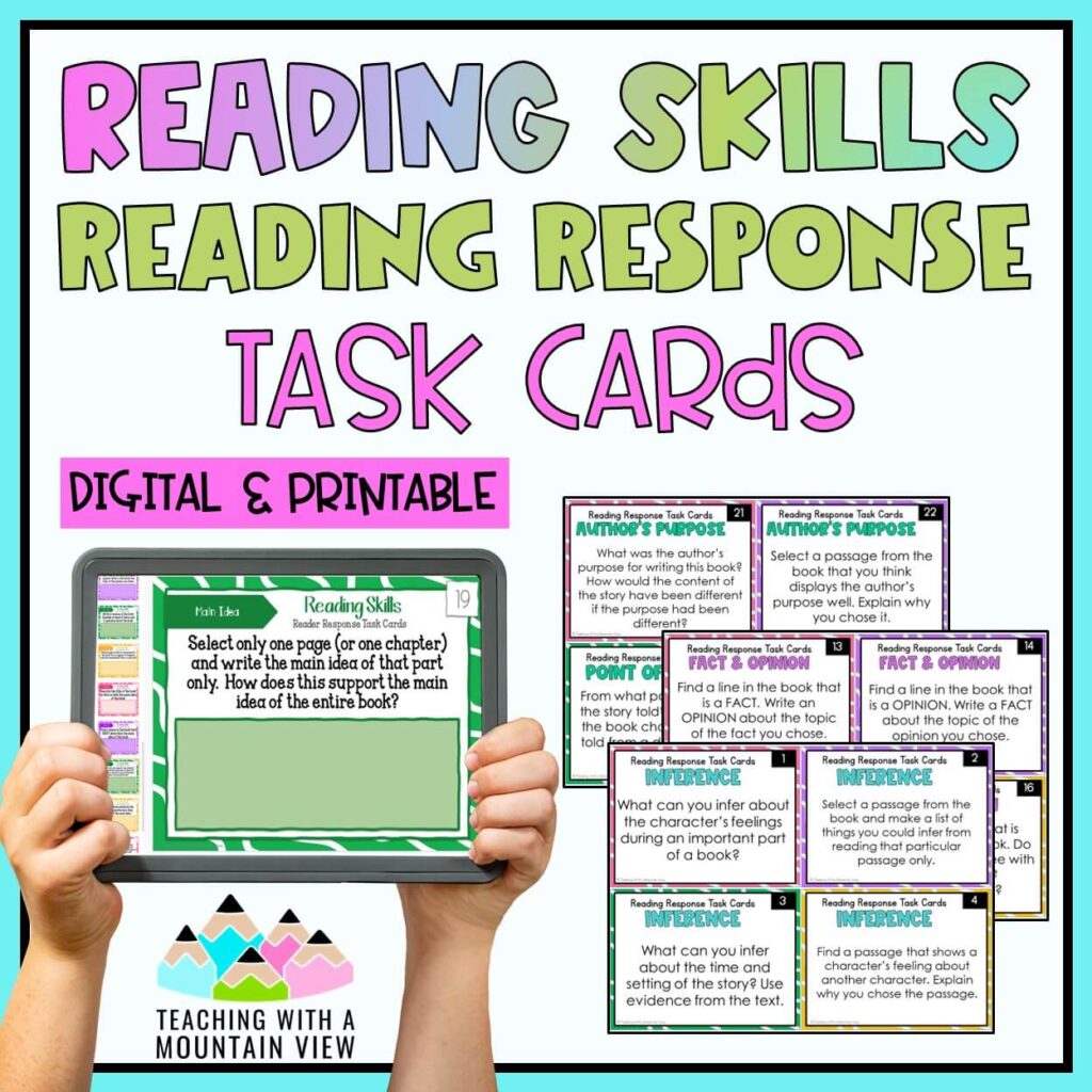 Reading Skills Reading Response Task Cards - Teaching with a Mountain View