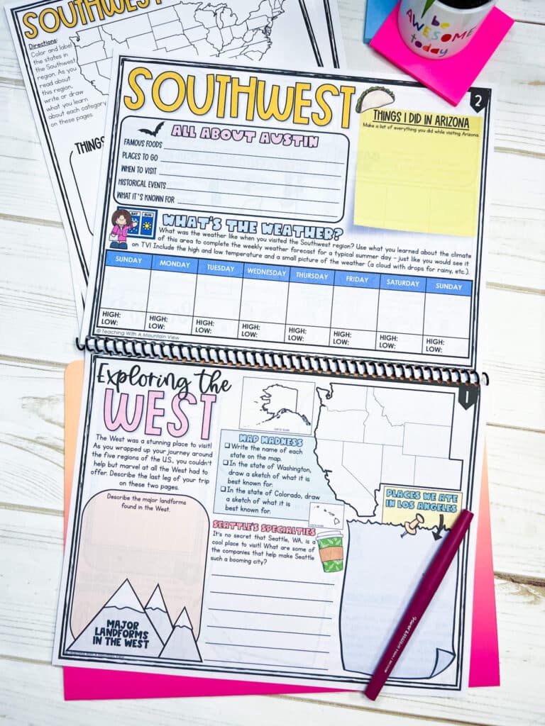 Regions of the United States Literacy Reading Activities - Teaching ...